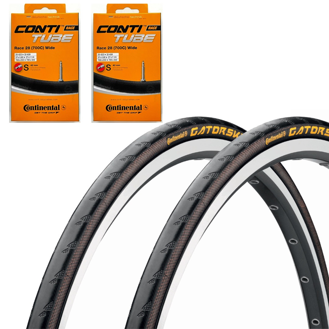Continental GatorSkin 700 x 23c Road Bike Tyres + Optional Tubes ...
